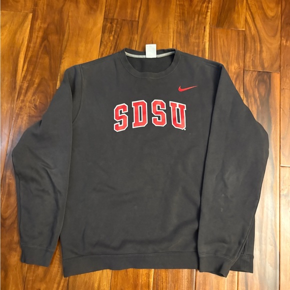Nike | Sweaters | Nike Mens Black Crewneck Sweater With Red Sdsu Logo ...